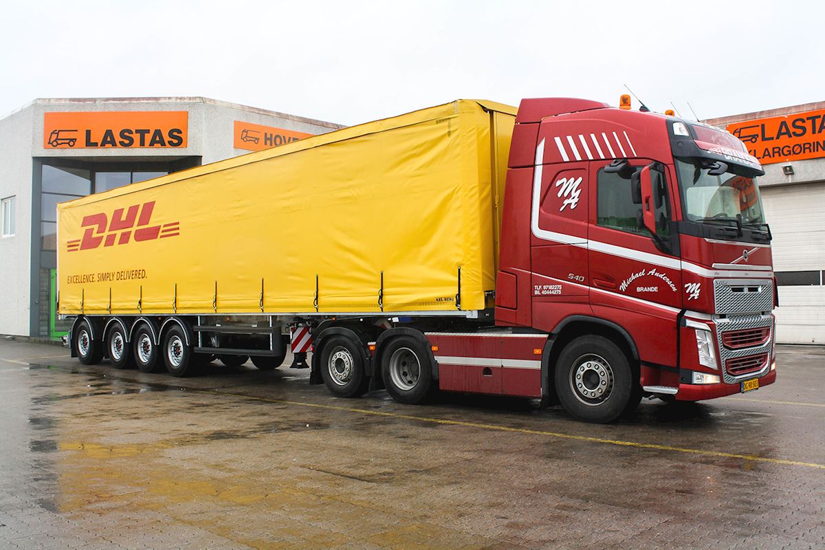 2 nye Kel-Berg 4 aks. gardintrailere med Libner opbygning til DHL ...