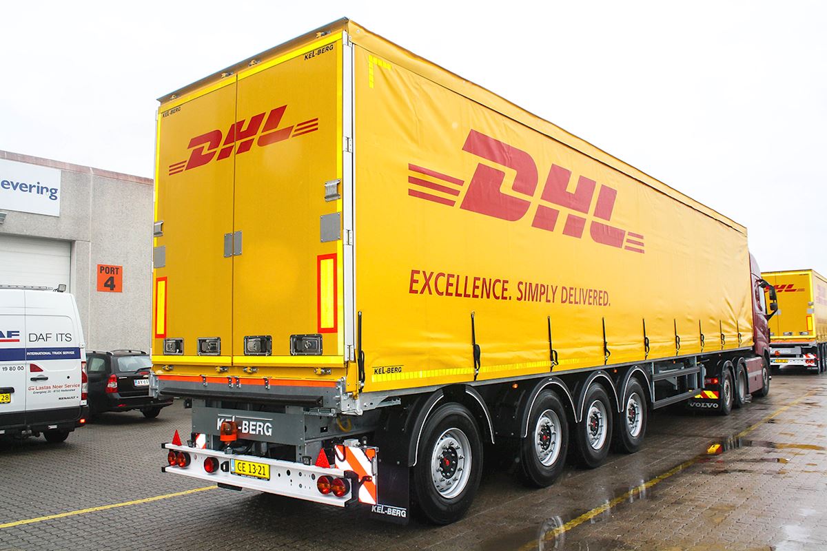 2 nye Kel-Berg 4 aks. gardintrailere med Libner opbygning til DHL ...